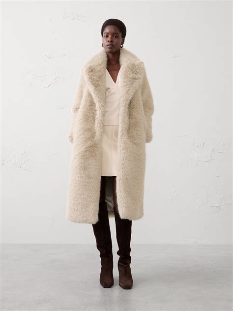 Faux Fur Long Coat Banana Republic Factory