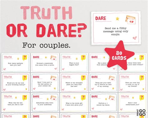 Couples Truth or Dare Cards the Fun Valentines Game for Two - Etsy UK