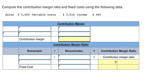 Solved Compute The Contribution Margin Ratio And Fixed Costs