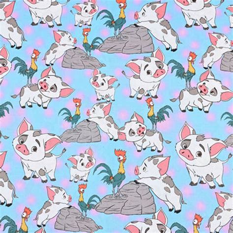 Disney Moana And Friends Fabric Pure Cotton Cartoon Fabric By The Half Yard Etsy