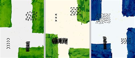 벡터 그림입니다 추상적인 현대 미적 배경이 설정됩니다 표지 포스터 엽서 카드 전단지 브로셔 프레임 디자인 검은 펜 그림이 있는 컬러 수채화 물감 거실에 대한 스톡 벡터 아트