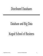 Distributed Databases V Ppt Distributed Databases Database And Big Data Kogod Babe Of