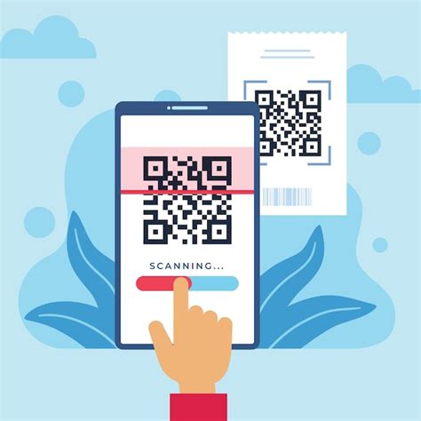 스마트 폰으로 Qr 코드를 스캔하는 사람 프리미엄 벡터