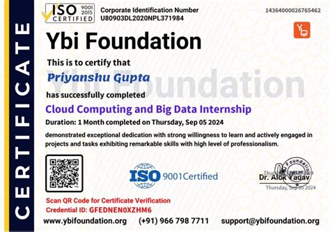 Priyanshu Gupta On Linkedin Internship Cloudcomputing Bigdata Ybi Learning Virtualinternship