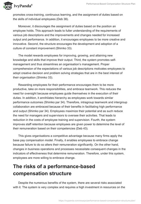Performance Based Compensation Structure Plan 2538 Words Essay Example