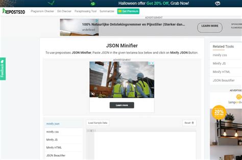Minification JSON Prepostseo Twaino