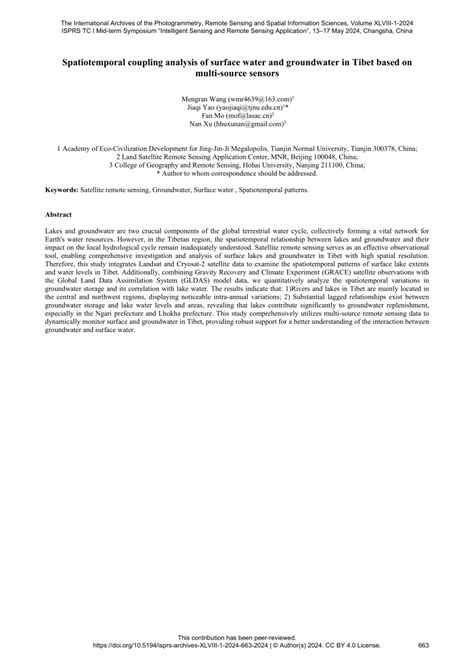 Pdf Spatiotemporal Coupling Analysis Of Surface Water And Groundwater