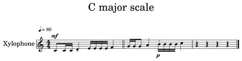 C Major Scale Sheet Music For Xylophone