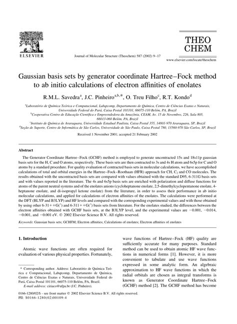 Pdf Gaussian Basis Sets By Generator Coordinate Hartree Fock Method To Ab Initio Calculations
