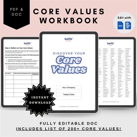 Core Values Workbook Discover Your Most Important Values — Hatch Tribe