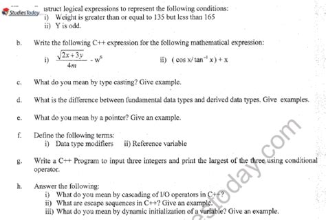 Cbse Class 11 Computer Science Question Paper Set T Solved
