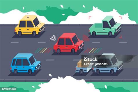 검출을 위한 전자 장치 주차 거리에 대 한 센서 등각 투영 3 차원 자동차 감지기에 대한 스톡 벡터 아트 및 기타 이미지 감지기 개념 교통 Istock