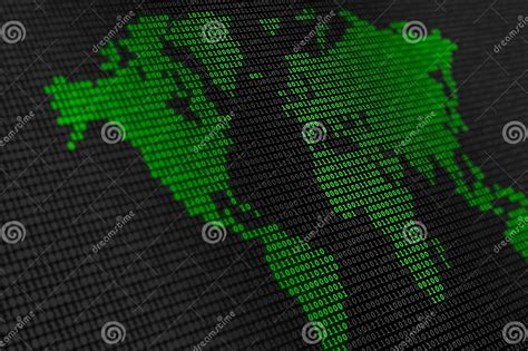 World Map Made Of Binary Code Worldwide Big Data Concept Illustration