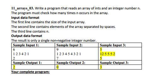 Solved Arrays Write A Program That Reads An Array Of Chegg Com