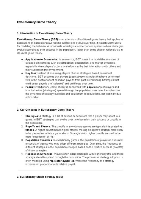 Econ2112 Evolutionary Game Theory Evolutionary Game Theory