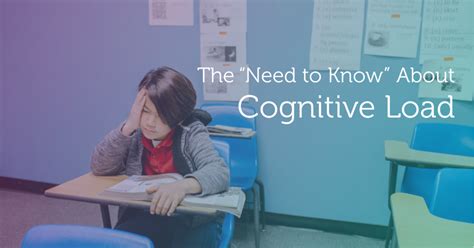 The Need To Know About Cognitive Load Theory In Education