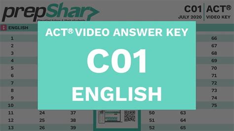 C01 Act English Prepsharp Video Answer Key Youtube
