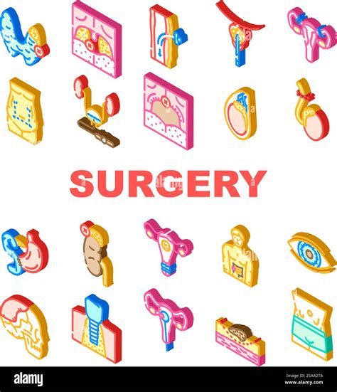 Surgery Hospital Operation Icons Set Vector Anesthesia Recovery