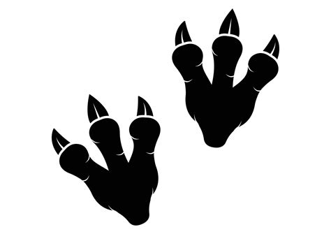 Dinosaur Footprints Silhouette Vector Isolated On White Background