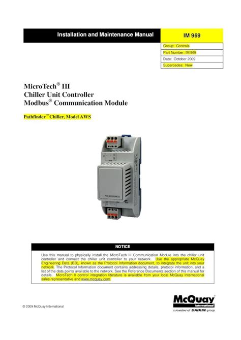 Pdf Installation And Maintenance Manual Im 969 · Microtech Iii Chiller Unit Controller