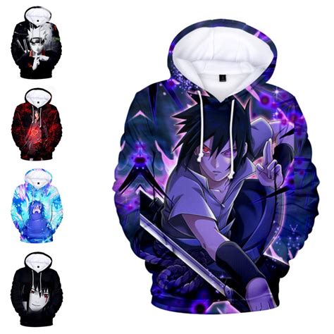 2020 เสื้อกันหนาวแขนยาวลําลอง มีฮู้ด พิมพ์ลายอนิเมะนารูโตะ ซาสึเกะ มาดารา 3 มิติ ทรงหลวม สไตล์