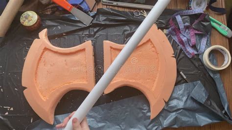 Woman Makes Viking Hatchet For Cosplay Festival Stock Video Video Of Action Fight