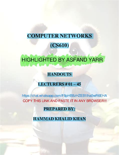 Cs610 Highlighted Handouts By Asfand Yarr 1 Computer Networks Cs610 Handouts Lecturers 01