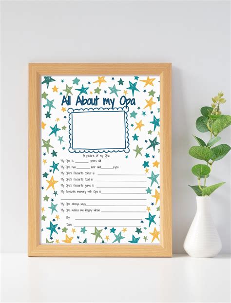 Reasons I Love Opa Printable Keepsake T Idea For Fathers Day Birthday All About My Opa