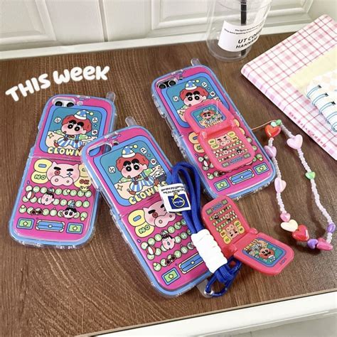 럽이즈윤 🍀주문제작 6기종추가 ️ 갤럭시z플립 핑크 레트로 짱구 서커스 안테나 스마트톡 스트랩 케이스 커플케이스 우정케이스