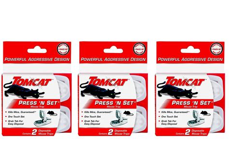 Tomcat Press N Set Mouse Trap 3 Pack 6 Traps Total