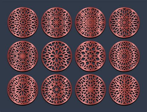 Premium Vector Set Decorative Circle Coaster For Laser Cutting Round Abstract Geometric