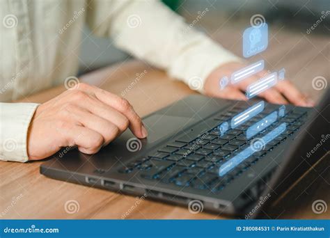 Adult Man Using A Laptop Computer Chatting With Chat Bot Chat With Smart AI Or Artificial
