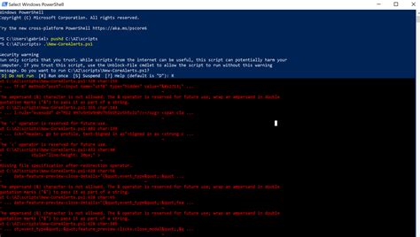 Getting Errors When I Run PS Script New CoreAlerts Ps1 Issue 4 Microsoft Manageability
