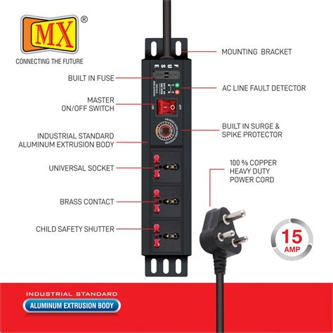 Mx 4 Outlet Power Distribution Unit With Universal 15 Amp Sockets And A 3 Meter Power Cord Mx