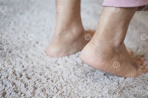 Woman Legs Tip Toeing Barefoot On A Cart At Home Stock Image Image Of Legs Toeing 286211273