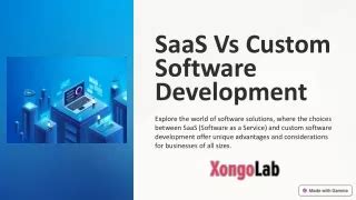 PPT SaaS Vs Custom Software Development PowerPoint Presentation Free Download ID