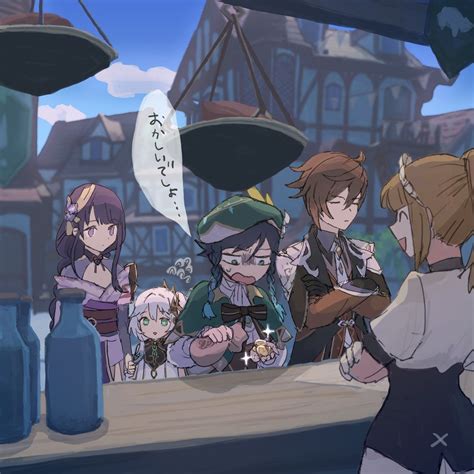 Raiden Shogun Zhongli Nahida Venti And Sara Genshin Impact Drawn By San Danbooru