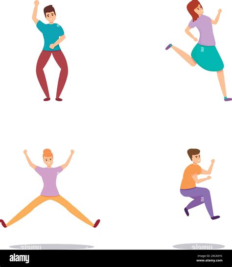 Hyperactive People Icons Set Cartoon Vector Guy And Girl With Adhd Syndrome Behavior Problem