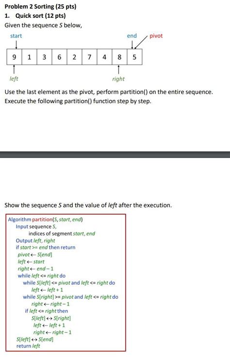 Solved Problem Sorting Pts Quick Sort Pts Chegg