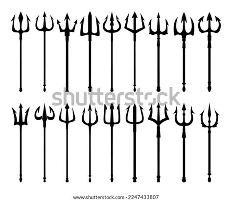 Set Trident Illustrations Design Element Logo Stock Vector Royalty