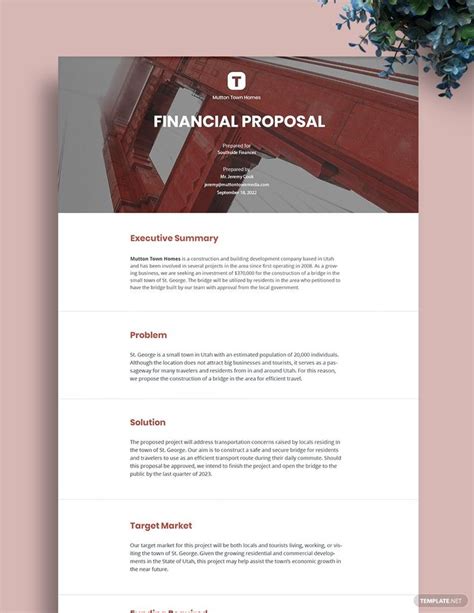 Financial Proposal Template In Word And Pages