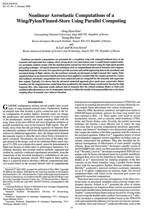 Pdf Nonlinear Aeroelastic Computation Of A Wingpylonfinned Store Using Parallel Computing