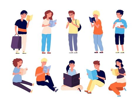 문자 그룹을 읽는 그림 무료 벡터