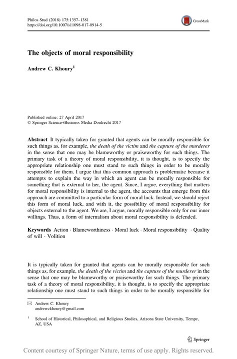 The Objects Of Moral Responsibility