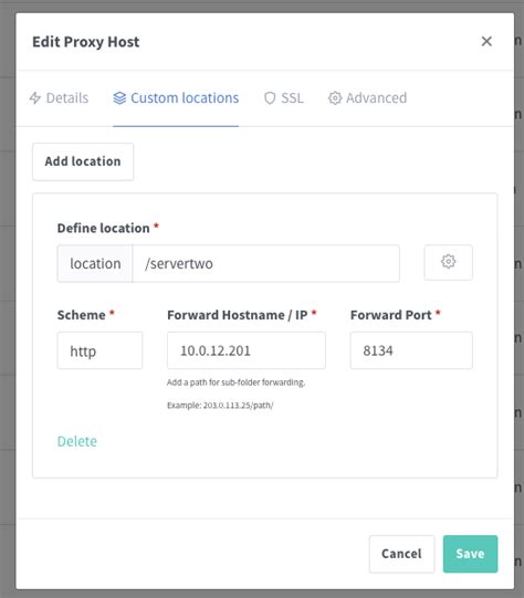 issue serve a host as subpage from another host [ two servers in