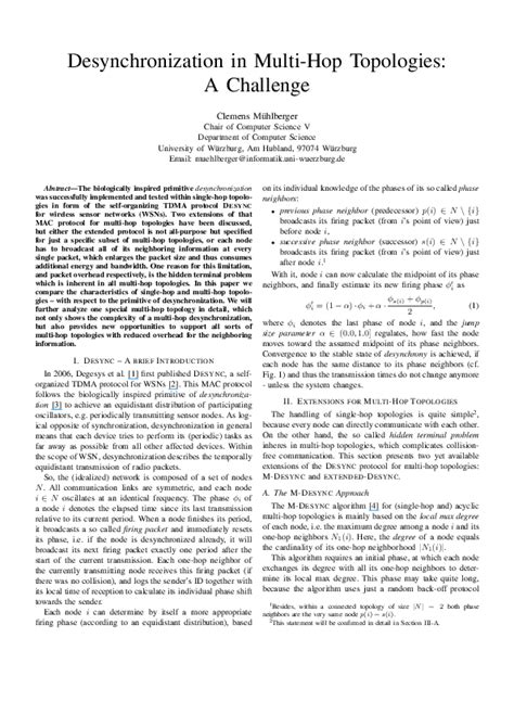 Pdf Desynchronization In Multi Hop Topologies A Challenge