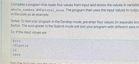 Solved Complete A Program That Reads Four Values From Input