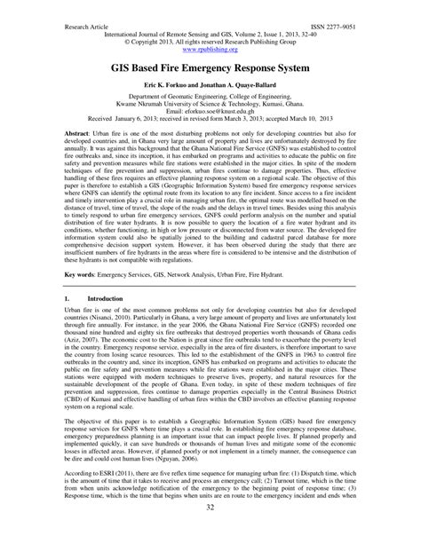 Pdf Gis Based Fire Emergency Response System