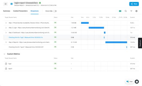 custom metrics analysis in web app monitoring