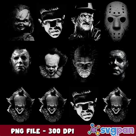 Colorless Horror Killer Design Png Bundle Horror Movies Png Hallowee